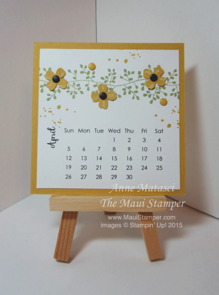 A cheery Easel Calendar for April | The Maui Stamper